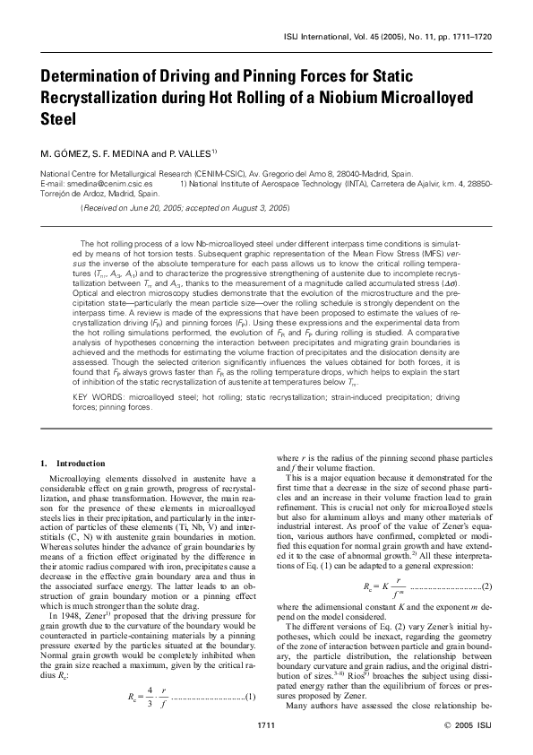(PDF) Determination of Driving and Pinning Forces for Static ...