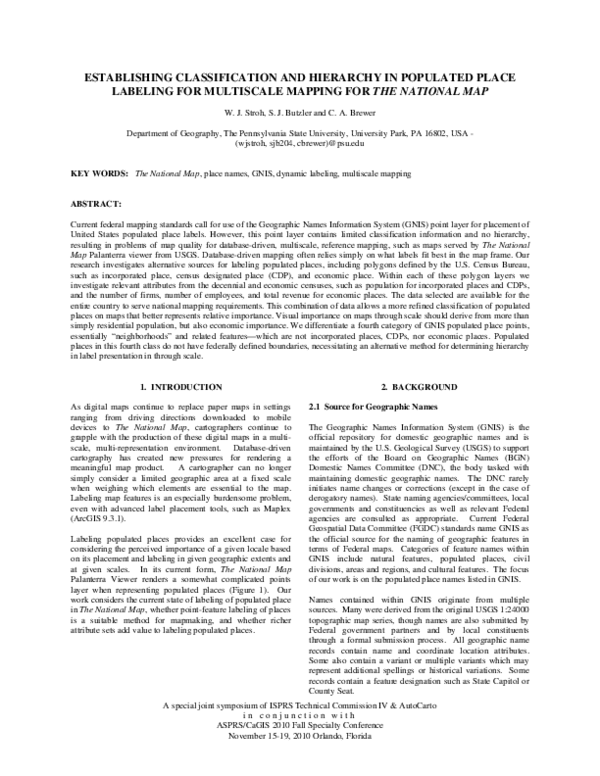 (PDF) Establishing Classification and Hierarchy in Populated Place ...