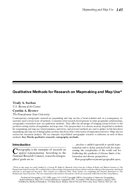 (PDF) Qualitative Methods for Research on Mapmaking and Map Use