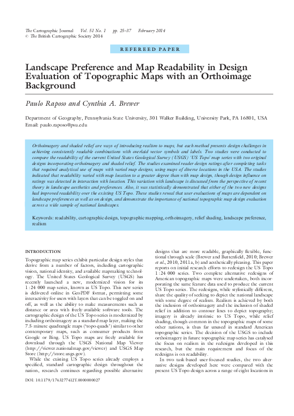 (PDF) Landscape Preference and Map Readability in Design Evaluation of Topographic Maps with an ...