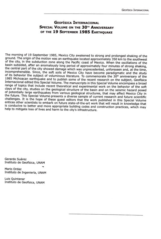 (PDF) 30th Anniversary of 1985 Mexico City Earthquake
