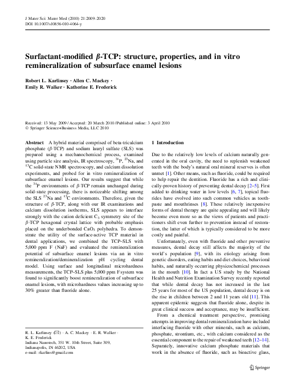(PDF) Surfactant-modified β-TCP: structure, properties, and in vitro ...