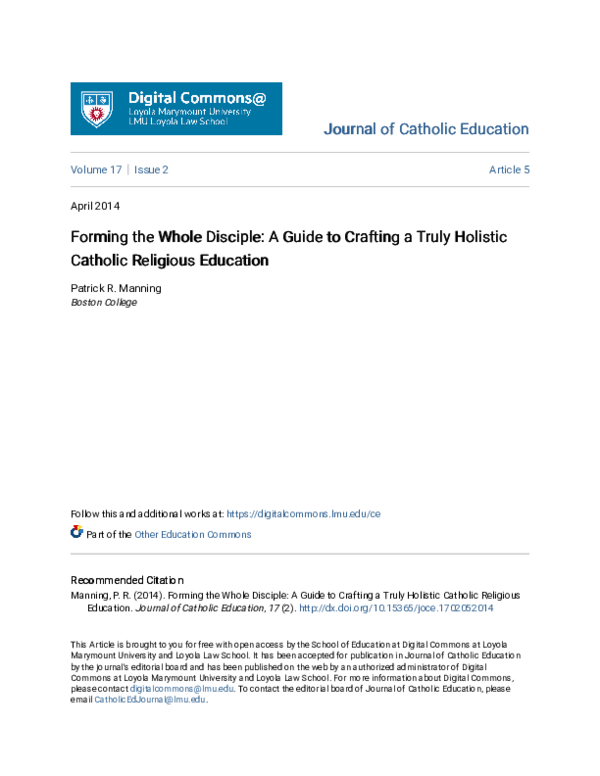 (PDF) Catholic Social Teaching, Catholic Education and Religious Education