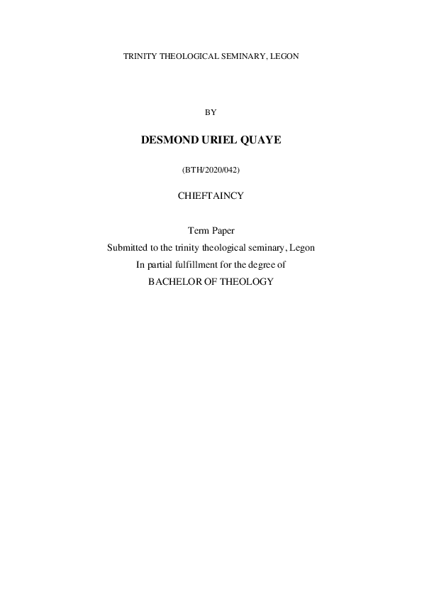 (PDF) Chieftaincy