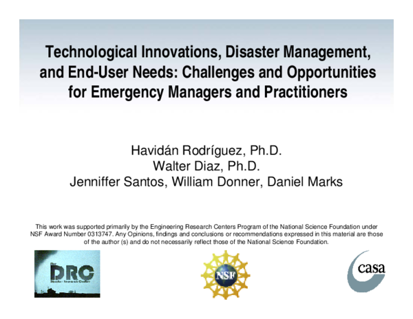 (PDF) Technological Innovations, Disaster Management, and End-User ...