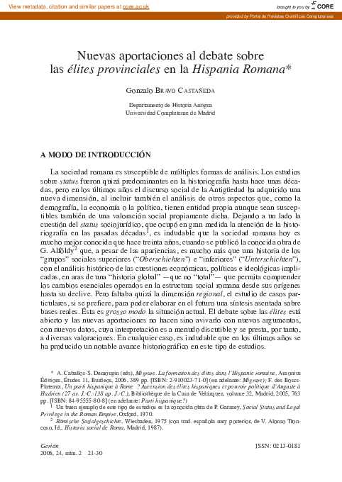 (PDF) Nuevas aportaciones al debate sobre las élites provinciales en la ...