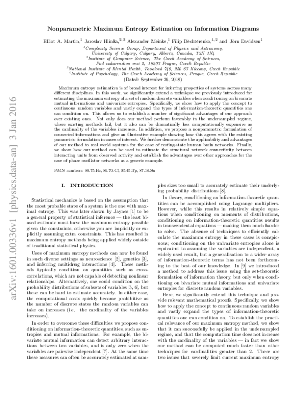 (PDF) Nonparametric Maximum Entropy Estimation on Information Diagrams