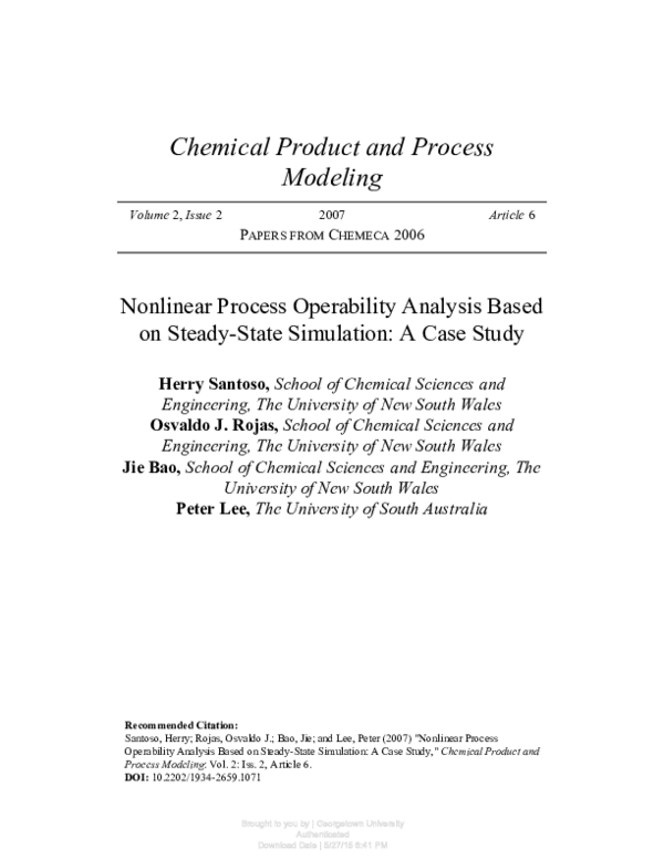 (PDF) Nonlinear Process Operability Analysis Based on Steady-State Simulation: A Case Study ...