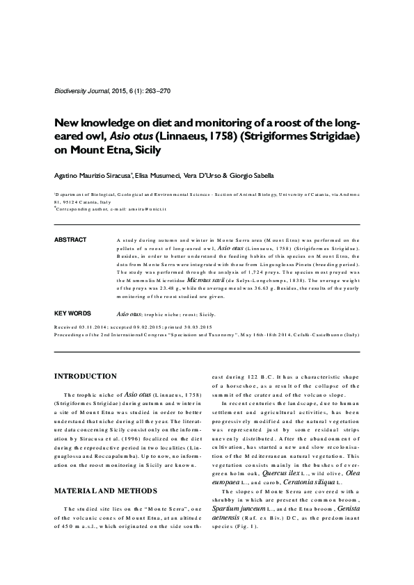 (PDF) New knowledge on diet and monitoring of a roost of the longeared ...