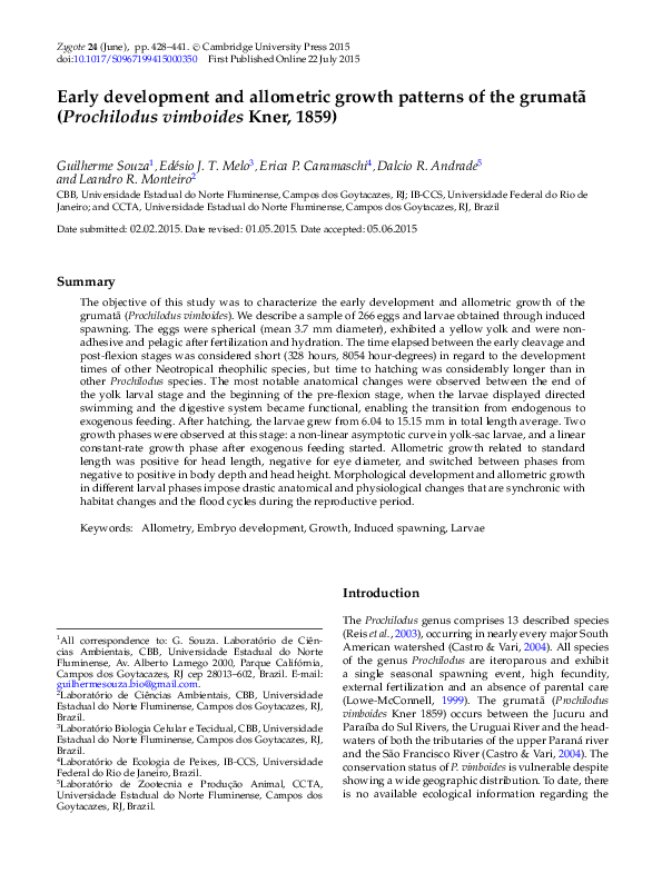 (PDF) Early development and allometric growth patterns of beluga Huso ...