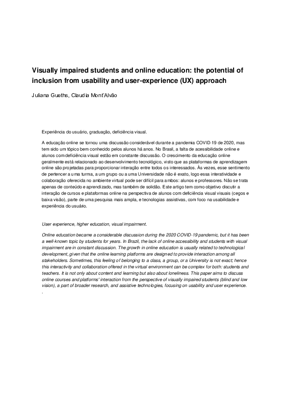 (PDF) Visually impaired students and online education: the potential of ...
