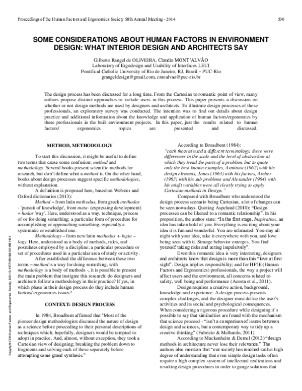 (PDF) Some Considerations About Human Factors In Environment Design