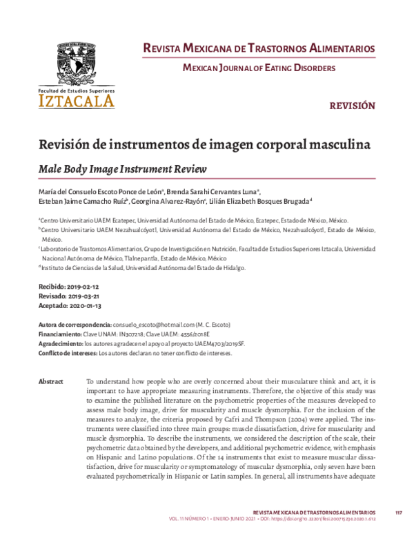(PDF) Revisión de instrumentos de imagen corporal masculina