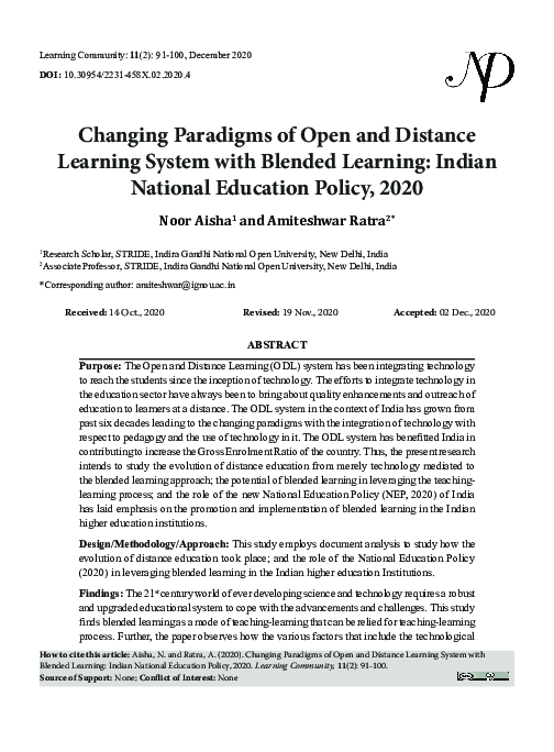 (PDF) Changing Paradigms of Open and Distance Learning System with ...