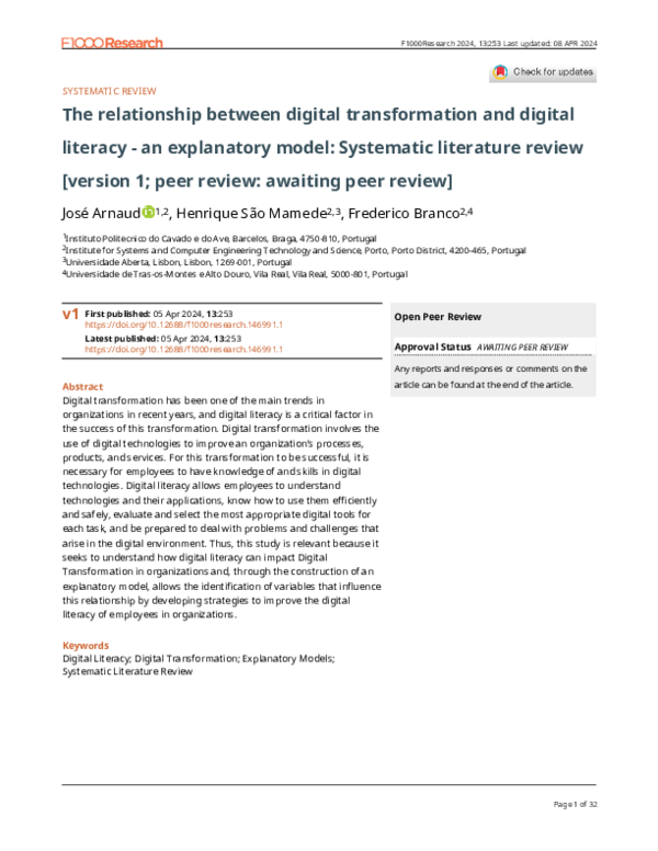 (PDF) The relationship between digital transformation and digital literacy - an explanatory ...