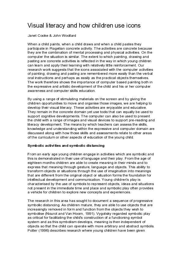 (PDF) Visual Literacy and How Children Use Icons