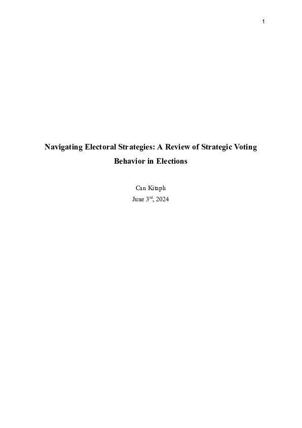 (PDF) Navigating Electoral Strategies: A Review of Strategic Voting ...