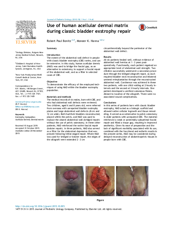 (PDF) Use of human acellular dermal matrix during classic bladder ...