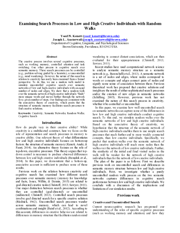 (PDF) Examining Search Processes in Low and High Creative Individuals ...