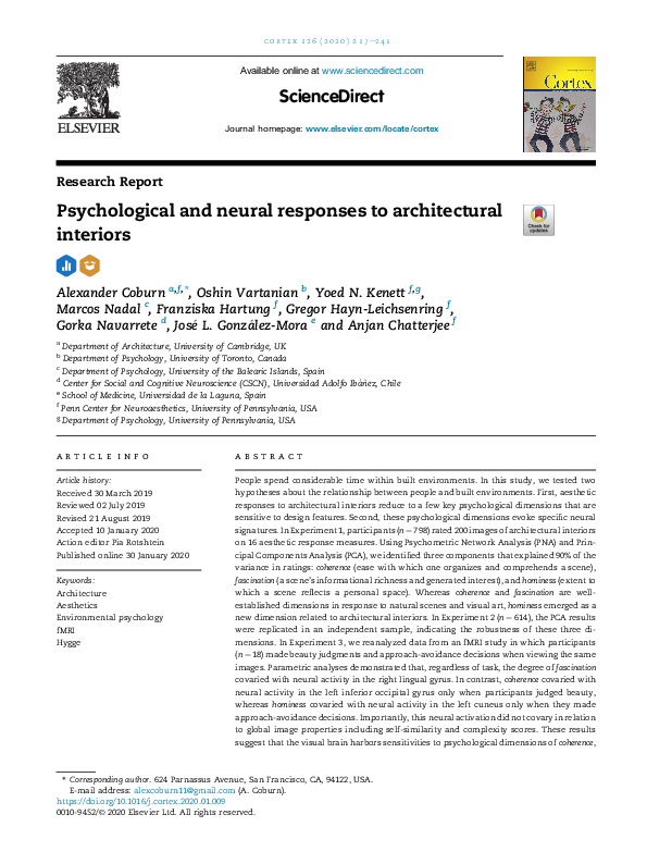 (PDF) Psychological and neural responses to architectural interiors ...