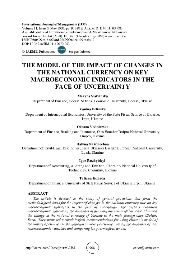 (PDF) The model of the impact of changes in the national currency on ...