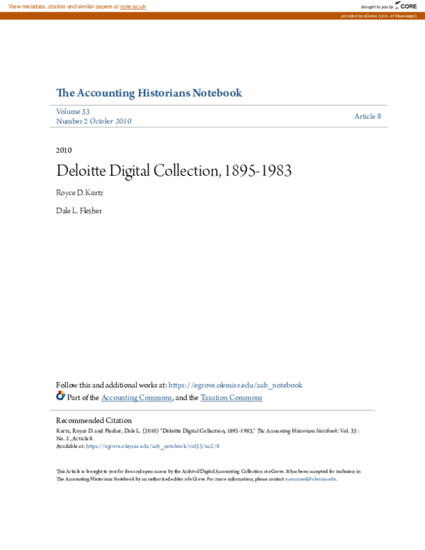 (PDF) Deloitte Digital Collection, 1895-1983