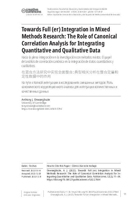 (PDF) Towards Full (er) Integration in Mixed Methods Research: The Role ...