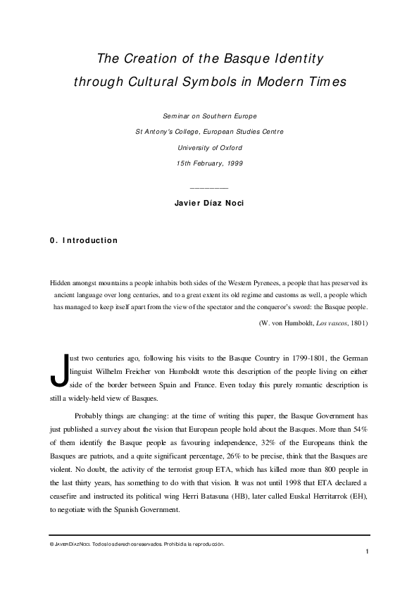 (PDF) The creation of the Basque identity through cultural symbols in ...