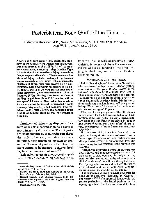 (PDF) Posterolateral Bone Graft of the Tibia