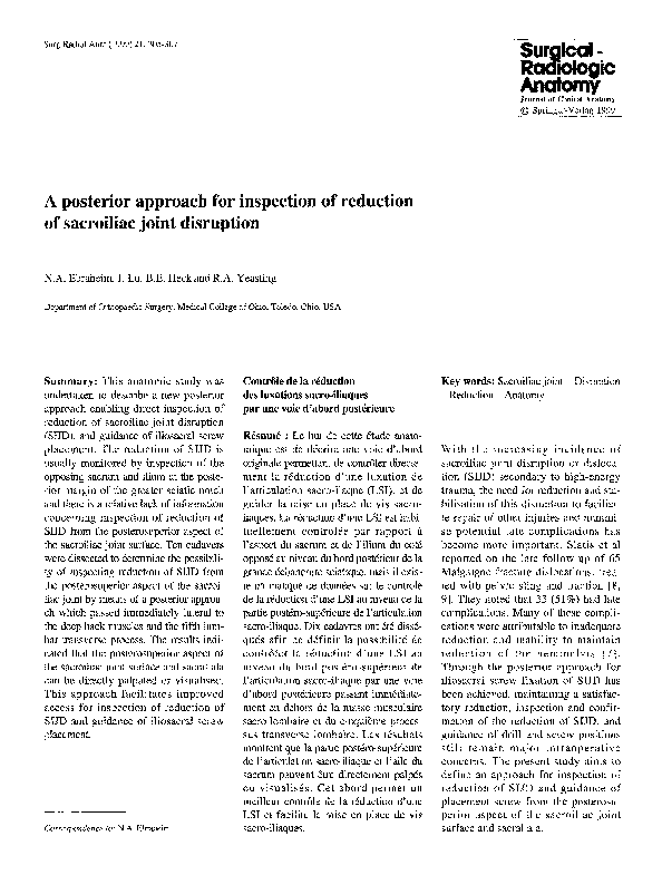 (PDF) A posterior approach for inspection of reduction of sacroiliac ...
