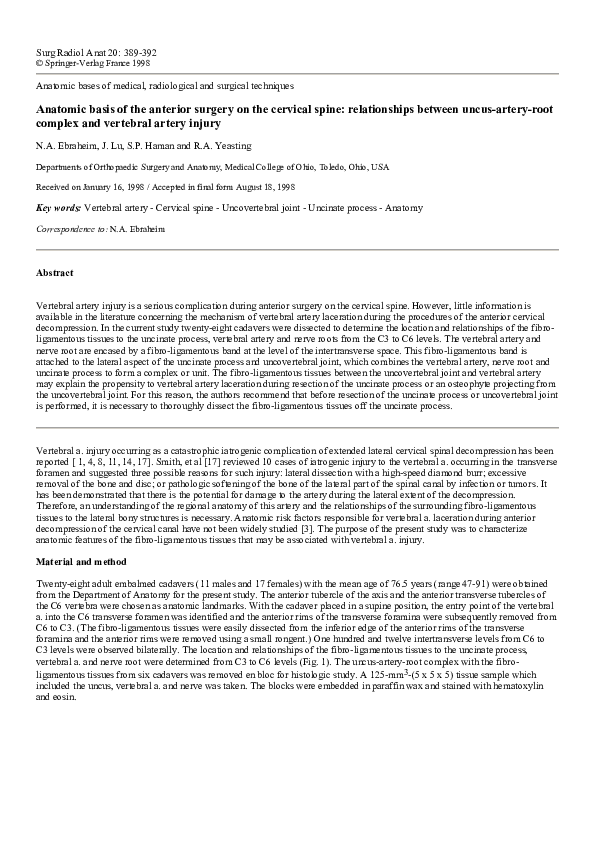 (PDF) Anatomic basis of the anterior surgery on the cervical spine ...