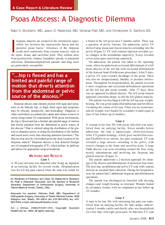 (PDF) Psoas abscess: a diagnostic dilemma