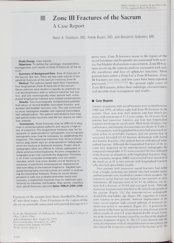 (PDF) Zone III Fractures of the Sacrum