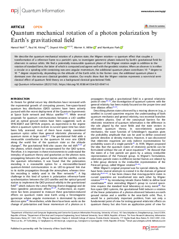 (PDF) Quantum mechanical rotation of a photon polarization by Earth’s ...