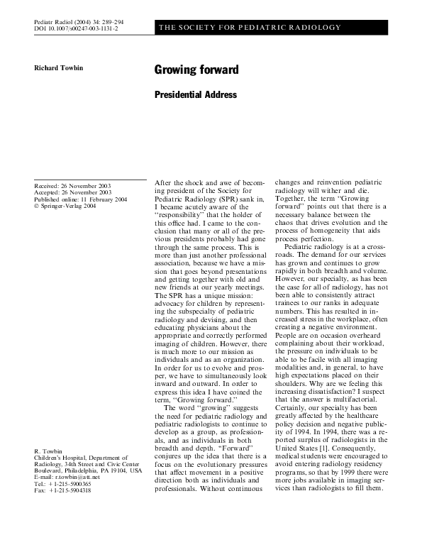 (PDF) Growing forward