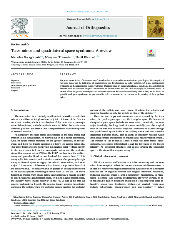 (PDF) Teres minor and quadrilateral space syndrome: A review
