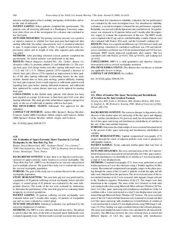 (PDF) 4:34111. Effect of Lumbar Disc Space Narrowing and Retrolisthesis ...