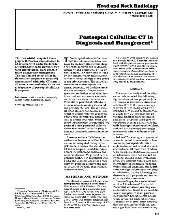 (PDF) Postseptal cellulitis: CT in diagnosis and management
