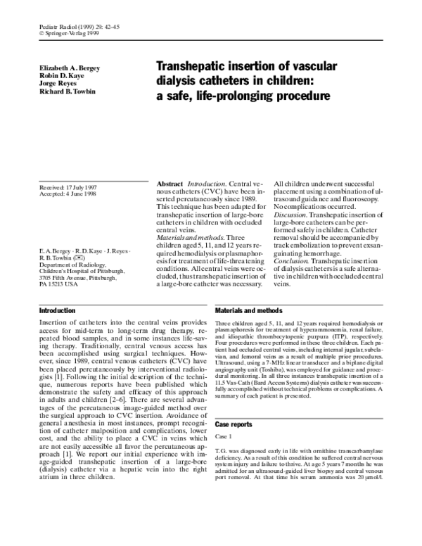 (PDF) Transhepatic insertion of vascular dialysis catheters in children ...