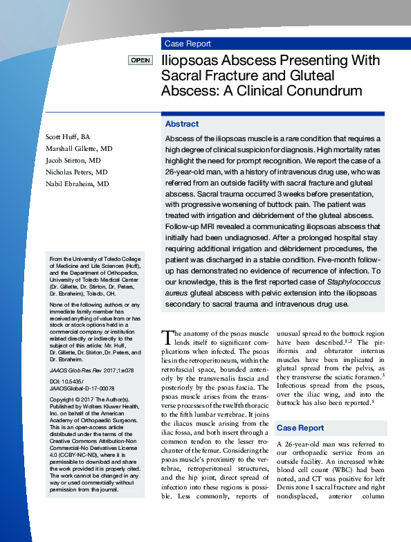 (PDF) Iliopsoas Abscess Presenting With Sacral Fracture and Gluteal ...