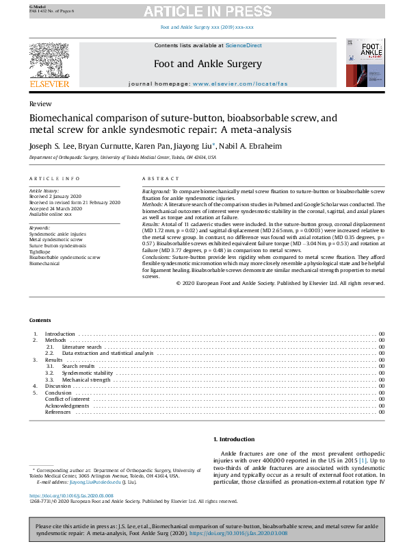 (PDF) Biomechanical comparison of suture-button, bioabsorbable screw ...