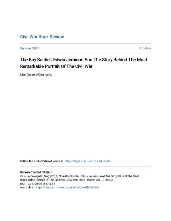 (PDF) The Boy Soldier: Edwin Jemison And The Story Behind The Most ...