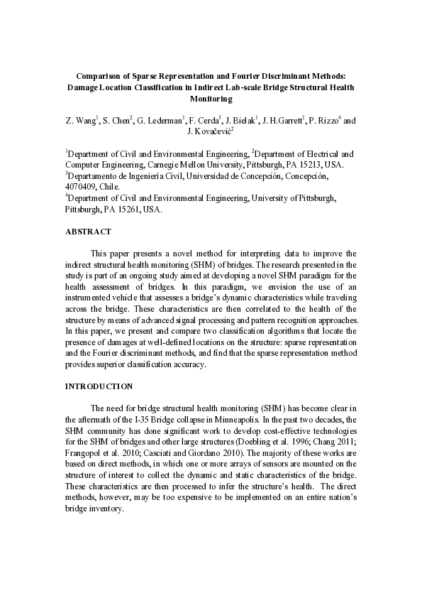 (PDF) Comparison of Sparse Representation and Fourier Discriminant Methods: Damage Location ...