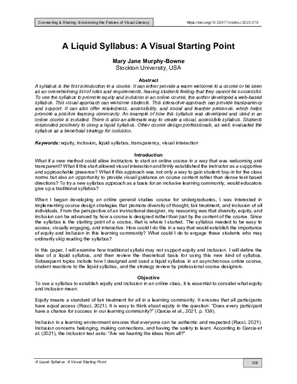 (PDF) A Liquid Syllabus: A Visual Starting Point