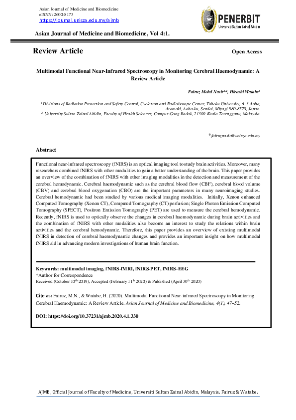 (PDF) Multimodal Functional Near-Infrared Spectroscopy in Monitoring ...