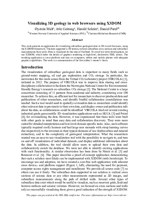 (PDF) Visualizing 3D geology in web browsers using X3DOM | Atle Geitung - Academia.edu