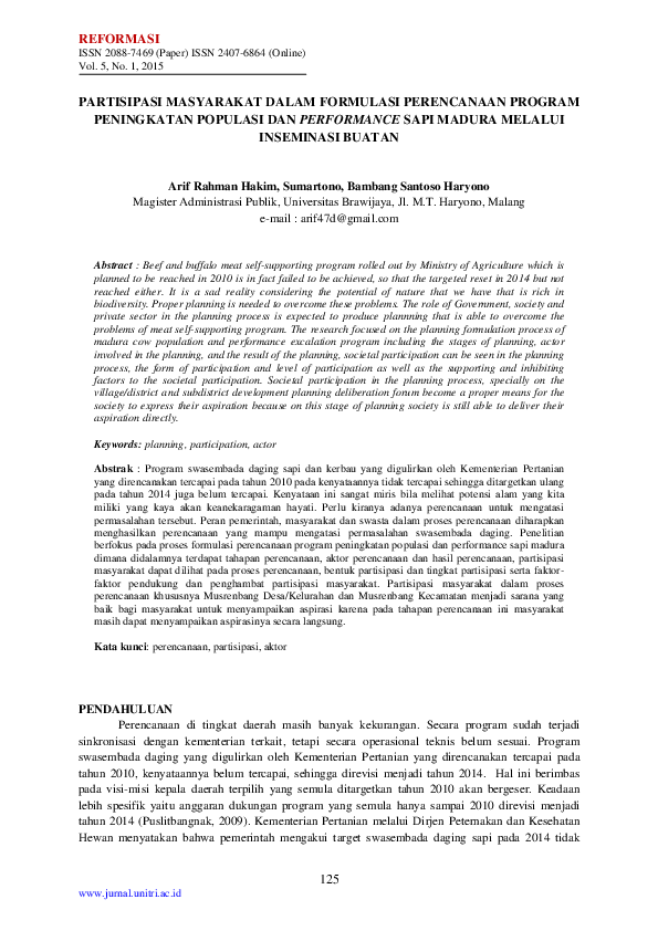 (PDF) Partisipasi Masyarakat dalam Formulasi Perencanaan Program ...