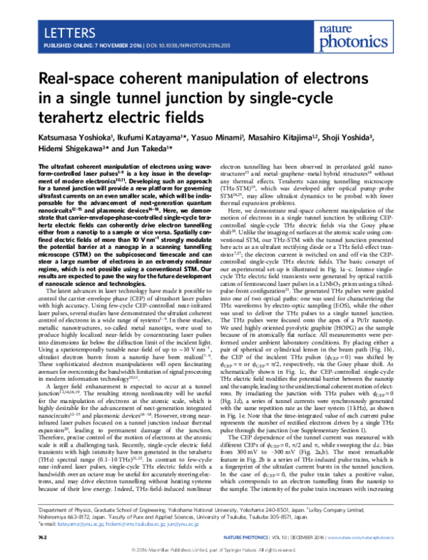 (PDF) Real-space coherent manipulation of electrons in a single tunnel ...