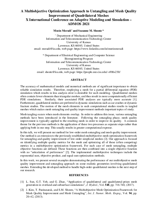 (PDF) A Multiobjective Optimization Approach to Untangling and Mesh Quality Improvement of ...