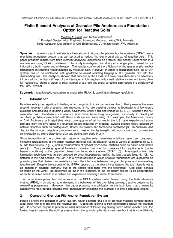 (PDF) Finite Element Analyses of Granular Pile Anchors as a Foundation ...